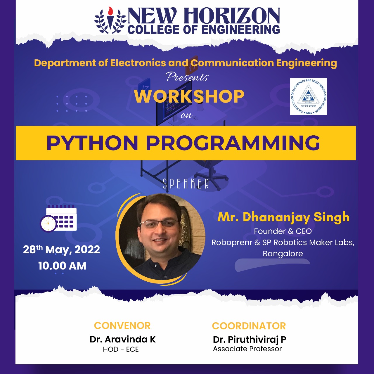 Workshop on python programming - New Horizon College of Engineering