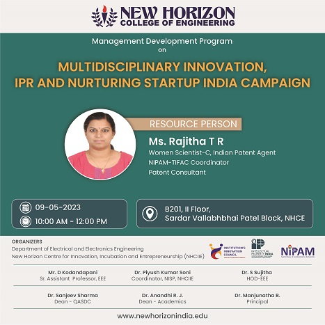Multidisciplinary Innovation, IPR, and Nurturing Startup India Campaign - New Horizon College of ...