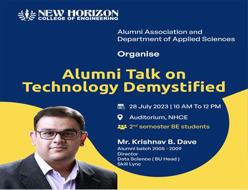 Alumni Talk on Technology Demystified - New Horizon College of Engineering