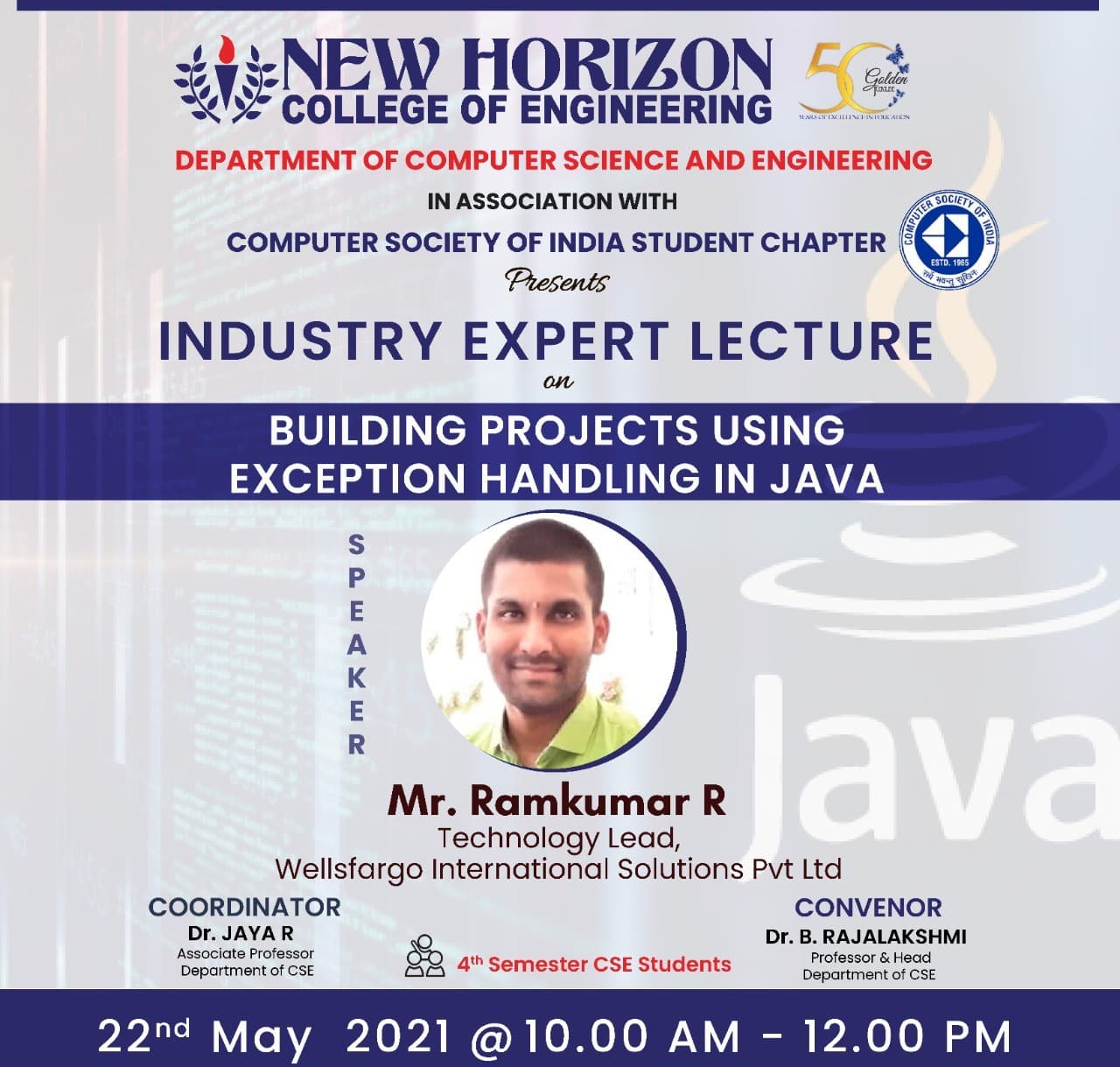 Expert Lecture On Building Projects Using Exception Handling In Java