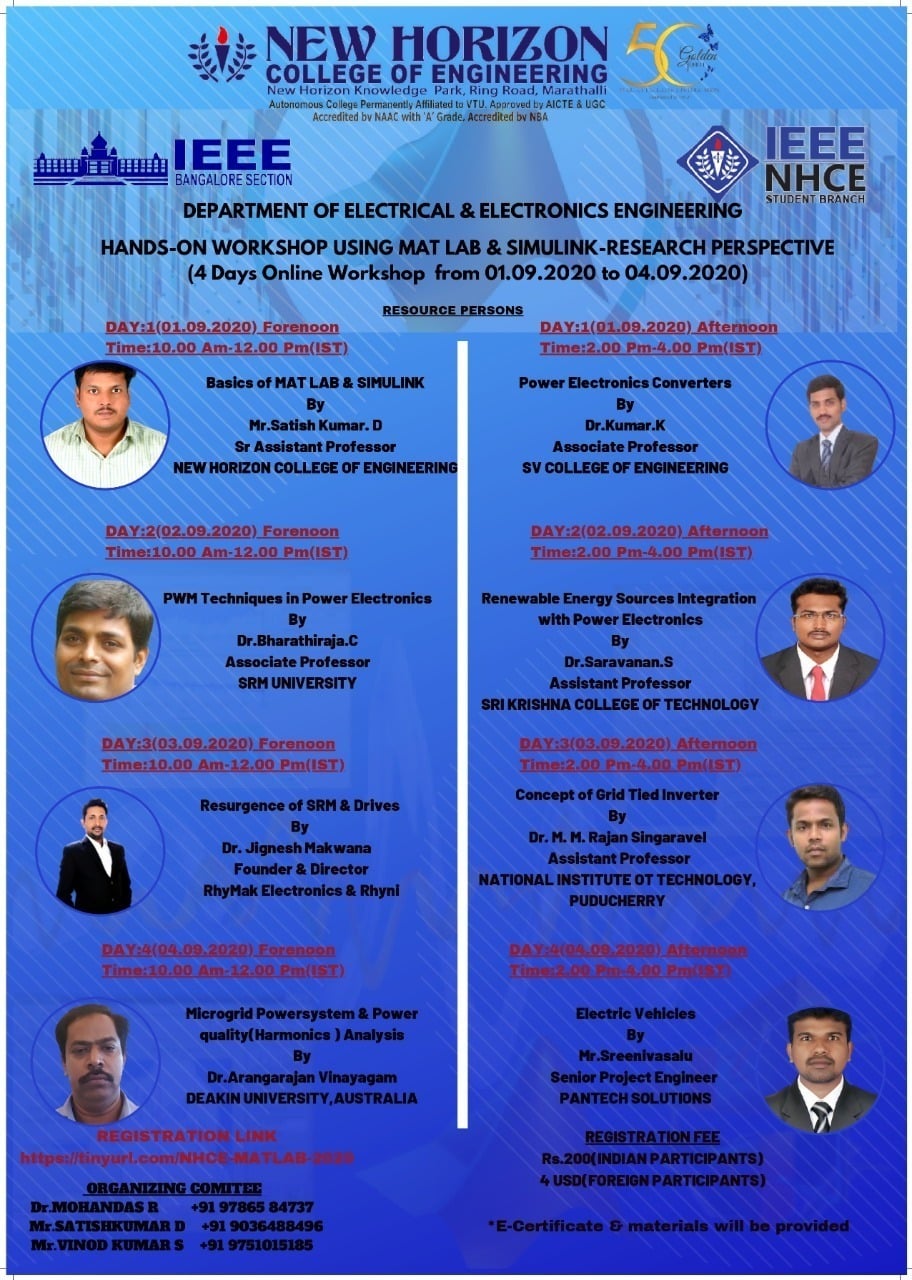 4 Days Online “hands On Workshop Using Matlab And Simulink Research Perspective”
