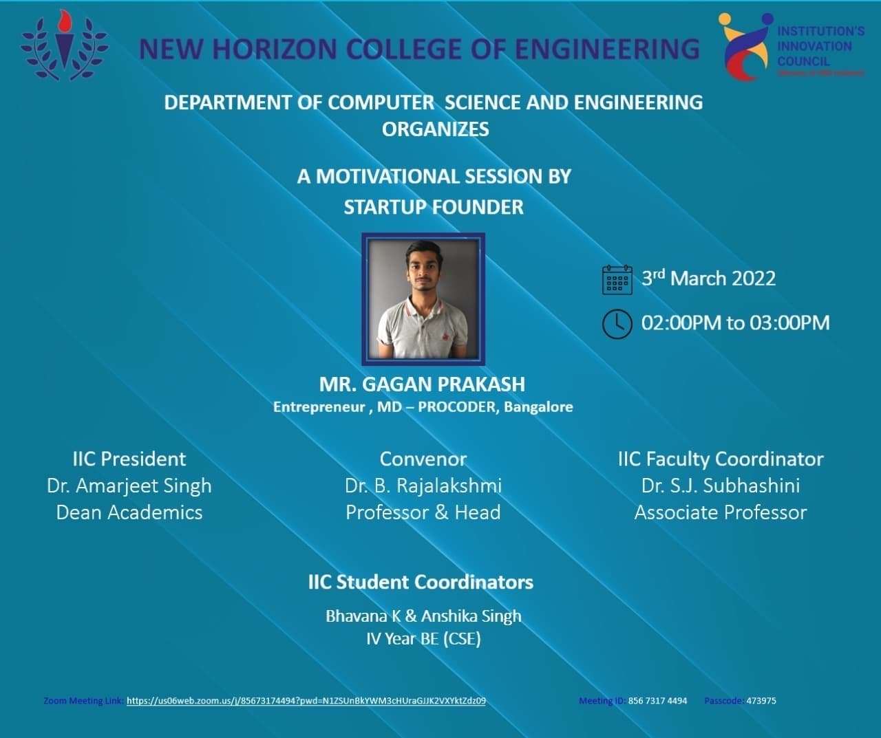 Motivational Session by Startup Founder at NHCE